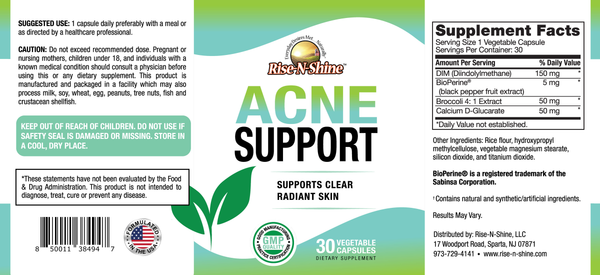 Acne Support Supplement - Rise-N-Shine LLC